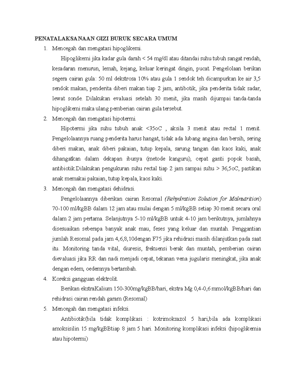 Penatalaksanaan GIZI Buruk Secara UMUM - PENATALAKSANAAN GIZI BURUK ...
