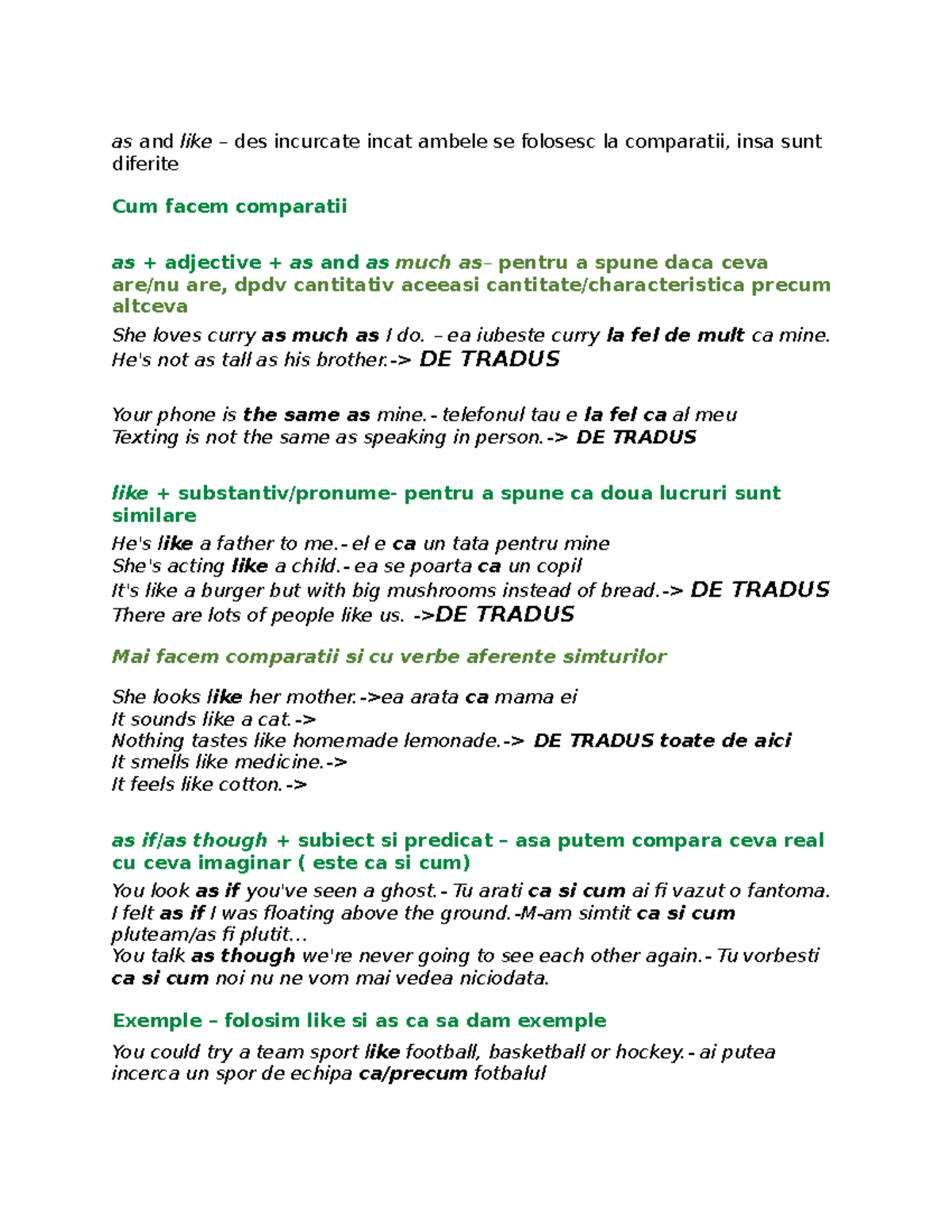 As and like - good notes - as and like – des incurcate incat ambele se ...