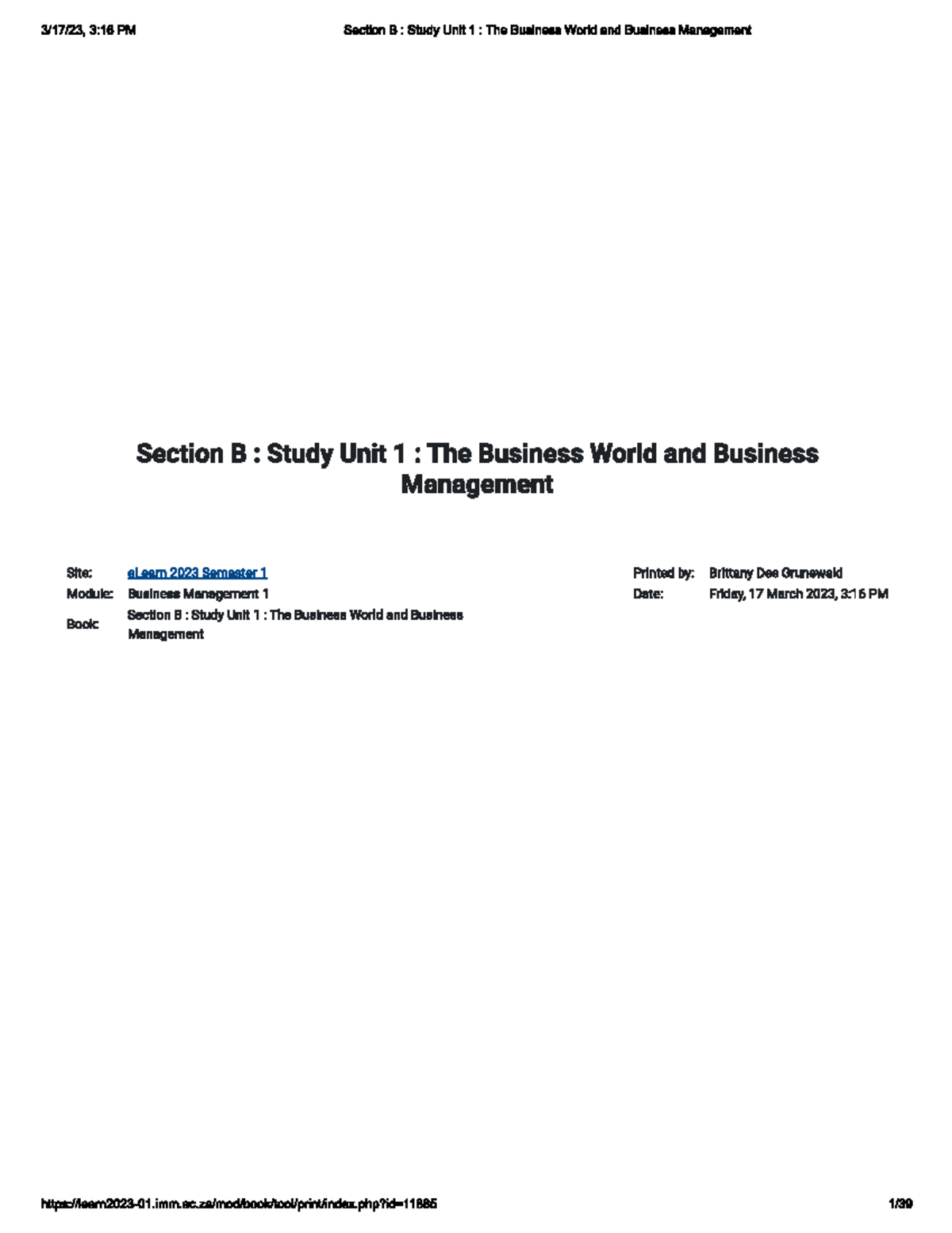 Business Management Study Unit 1 - 2022, BS101B - Studocu