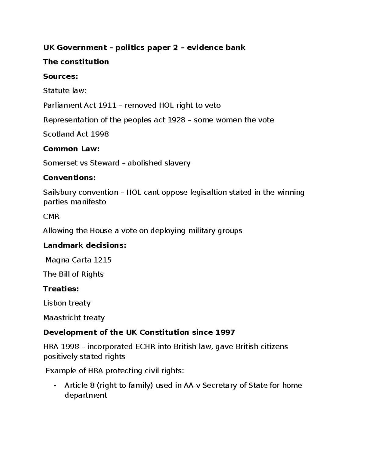Document 4 - Politics - UK Government – politics paper 2 – evidence ...