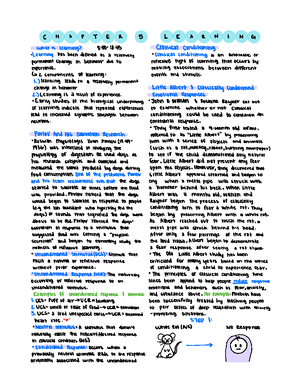 Chapter 6 Learning - Chapter 6 : Learning 3 types of learning 1 ...