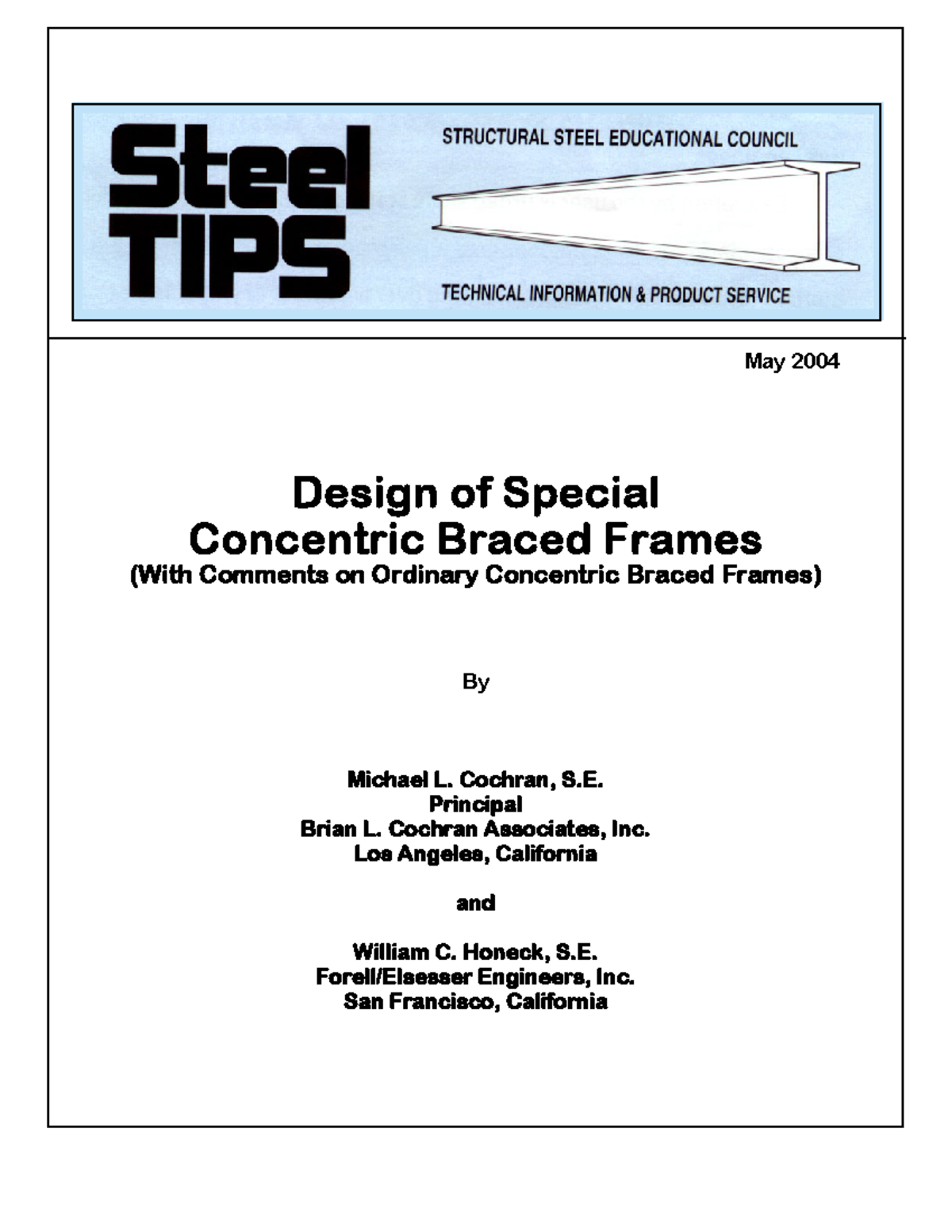 SSEC TIP 73 - structural steel - ( SSEC Logo to be added at top of this ...