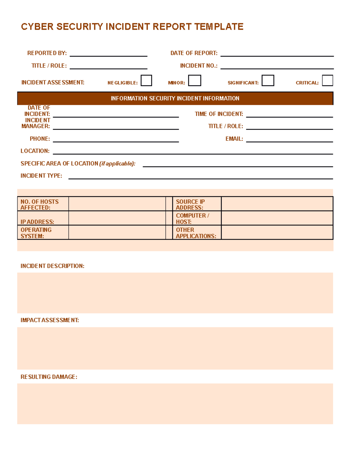 Cyber+ Security+ Incident+ Report+ Template - CYBER SECURITY INCIDENT ...