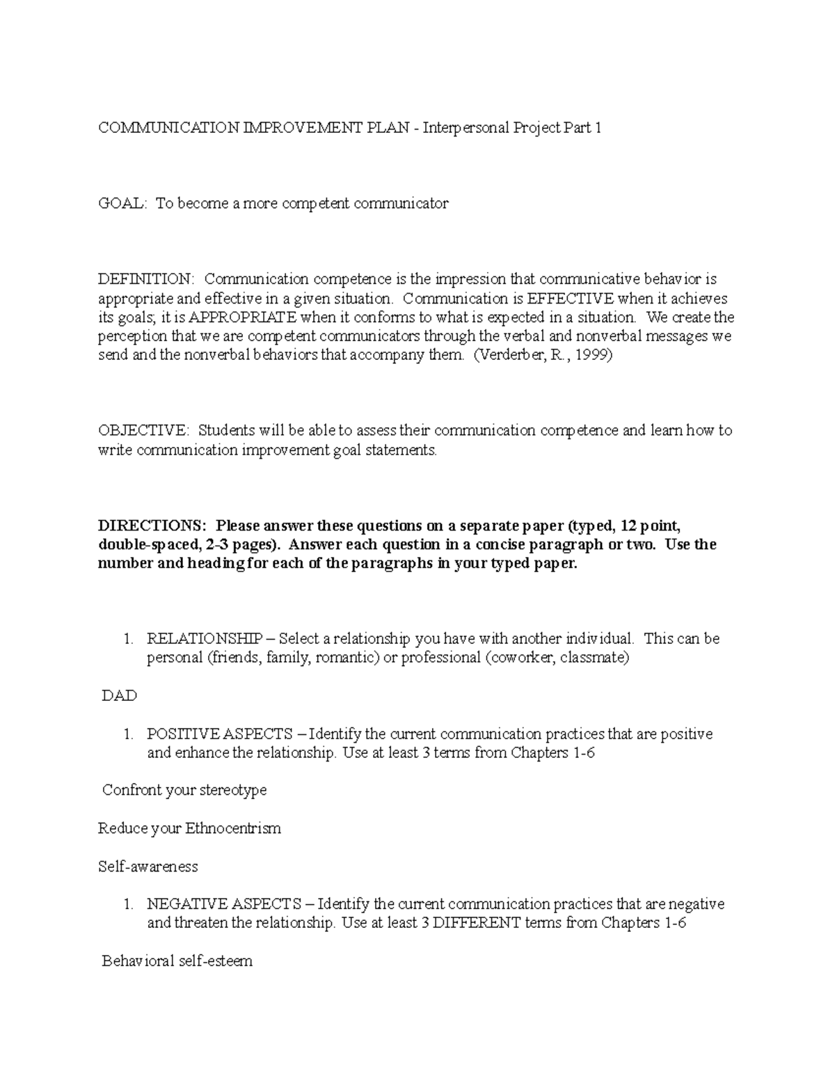 Communication Improvement PLAN Part 1 - COMMUNICATION IMPROVEMENT PLAN ...