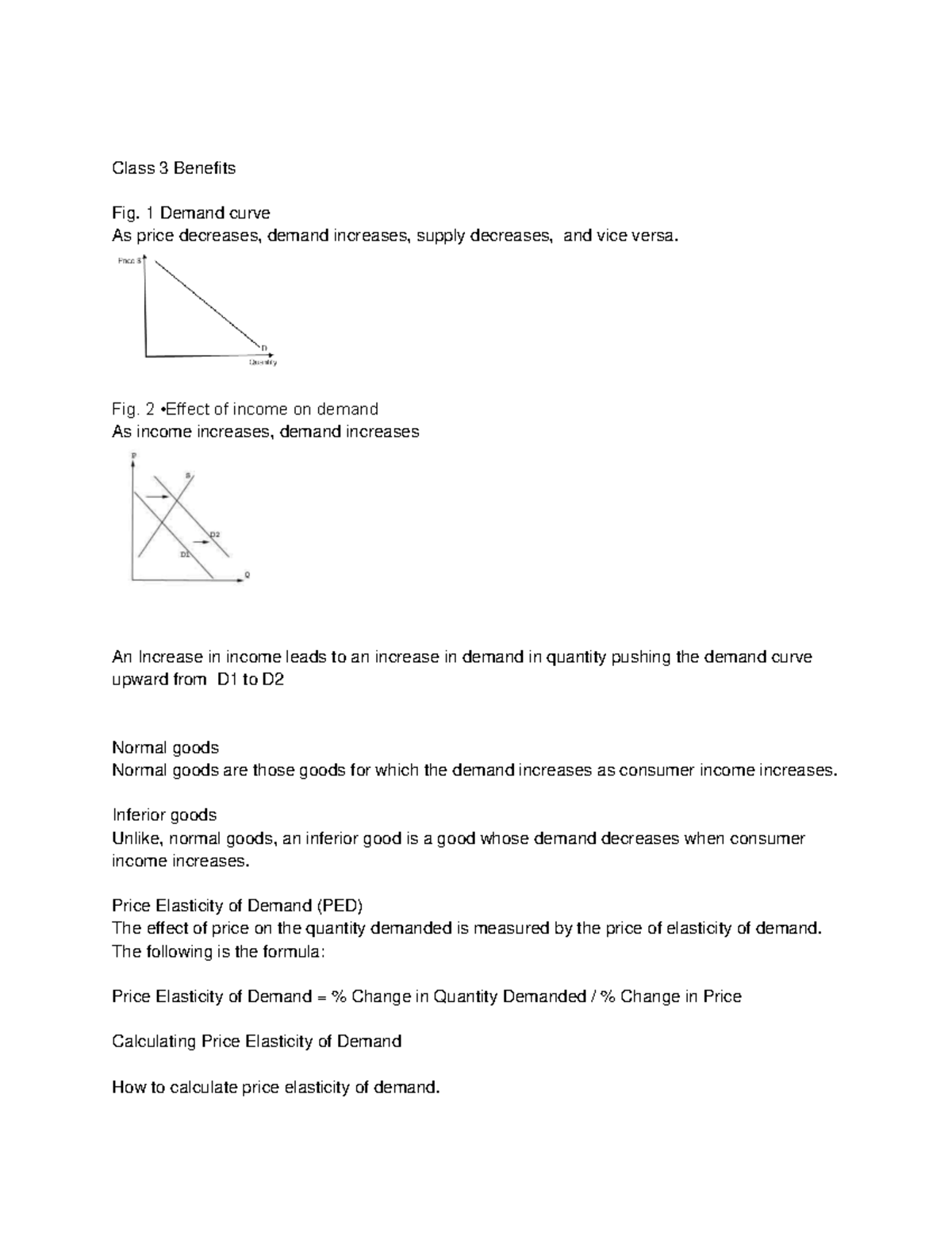 Class Note 3 Info Market Demand - Class 3 Benefits Fig. 1 Demand curve ...