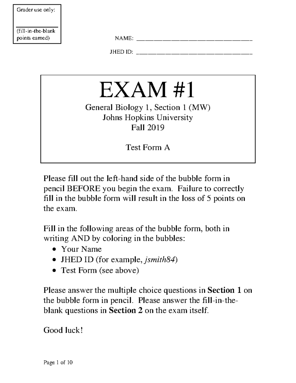 Exam1 2019 - Past Exam - NAME ...