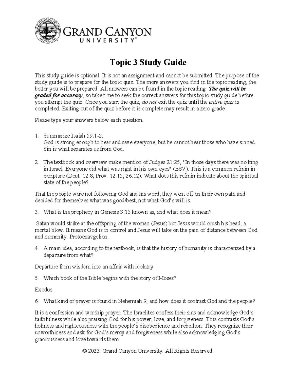 CWV 101/301 Topic 3 Study Guide - Topic 3 Study Guide This study guide ...