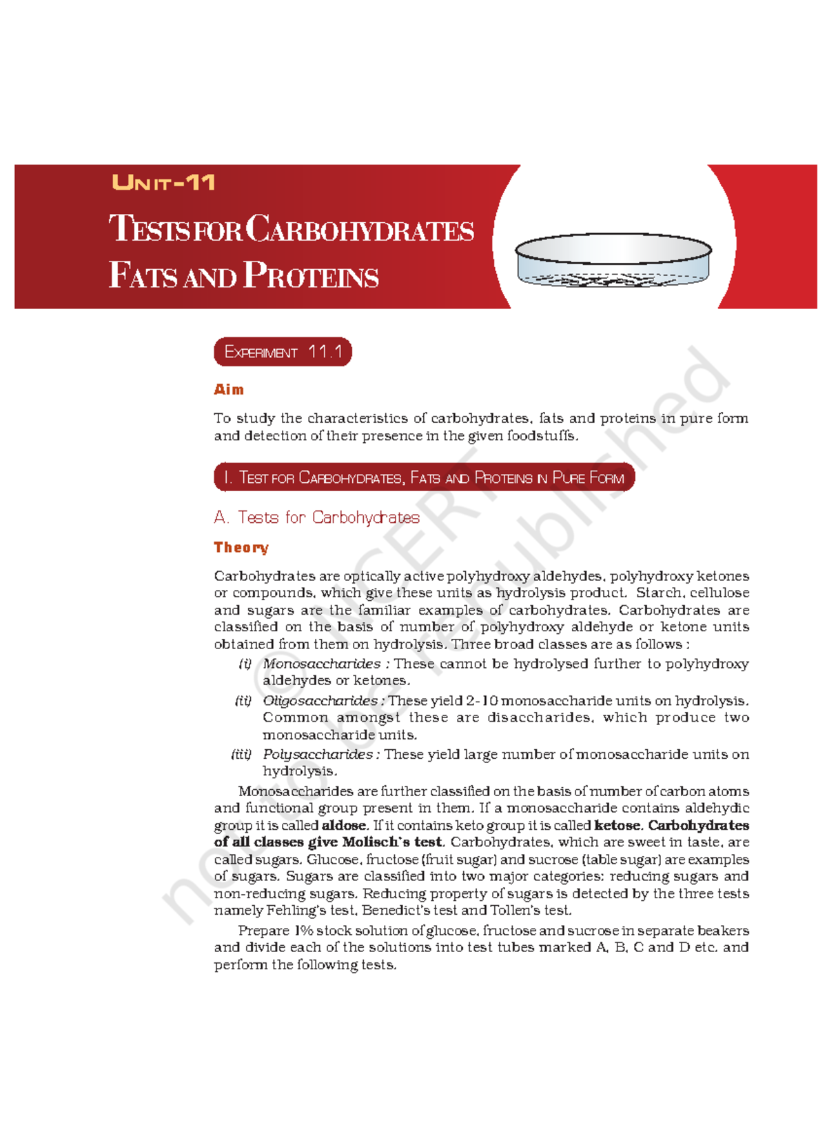 Lelm111 - Read carefully - UNIT- TESTS FOR CARBOHYDRATES FATS AND ...