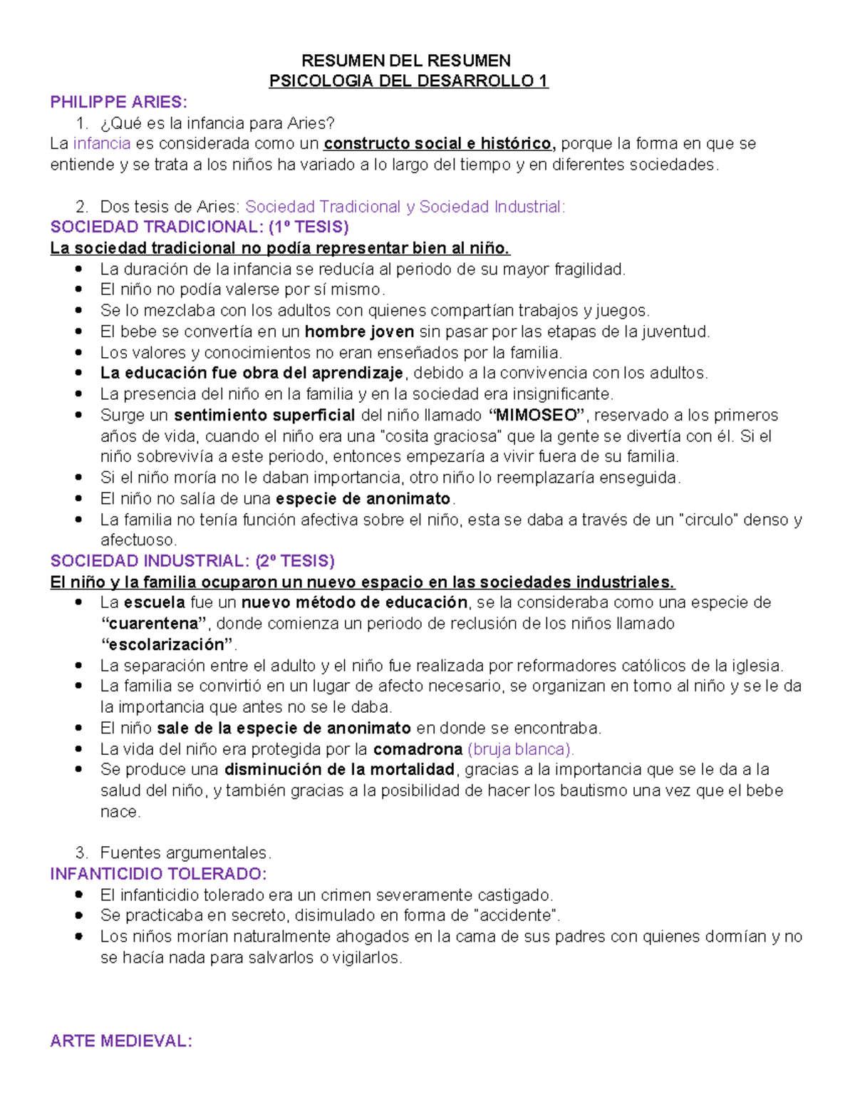 1. Philippe Aries - RESUMEN DEL RESUMEN PSICOLOGIA DEL DESARROLLO 1 PHILIPPE ARIES: ¿Qué es la ...