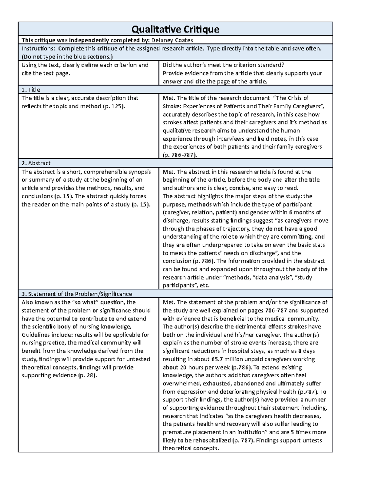 Qualitative Critique-Group 1 Q#6-7 - Qualitative Critique This critique ...