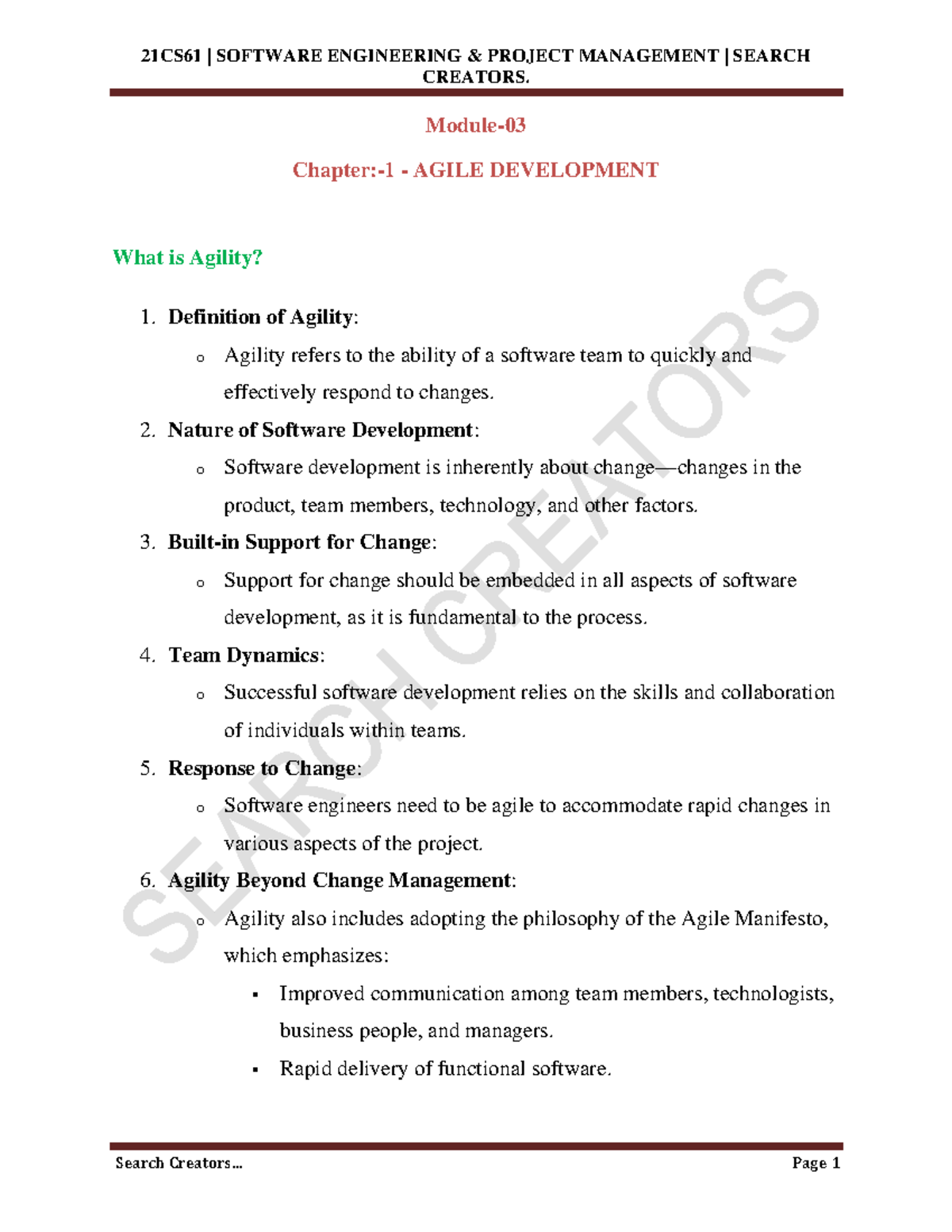 21CS61 Module-03 Software Engineering & PM Search Creators - CREATORS ...