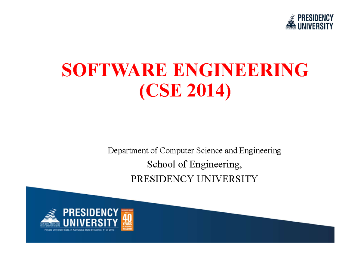 SOFTWARE ENGINEERING - SOFTWARE ENGINEERING (CSE 2014) Department of ...