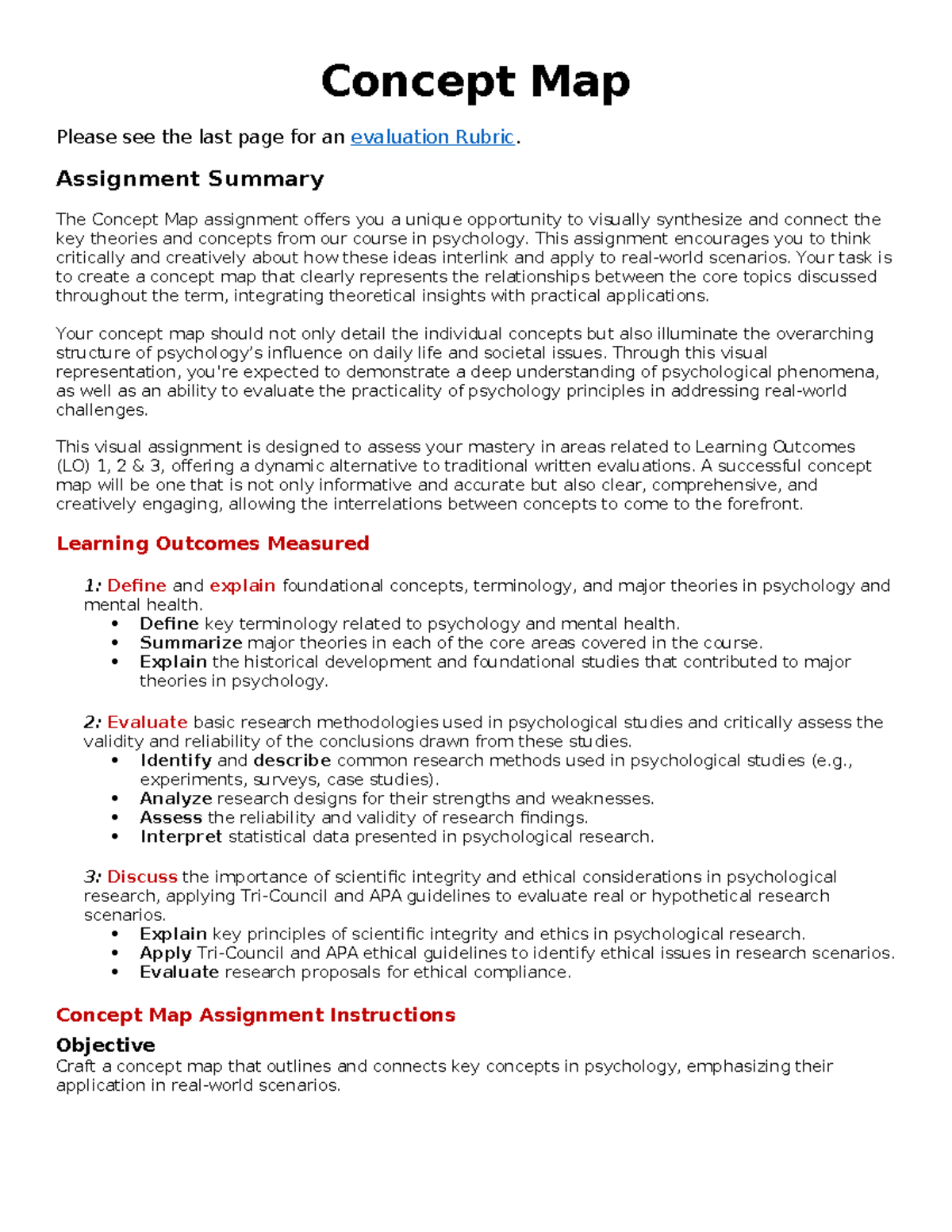 Concept Map - assignment outline - Concept Map Please see the last page ...