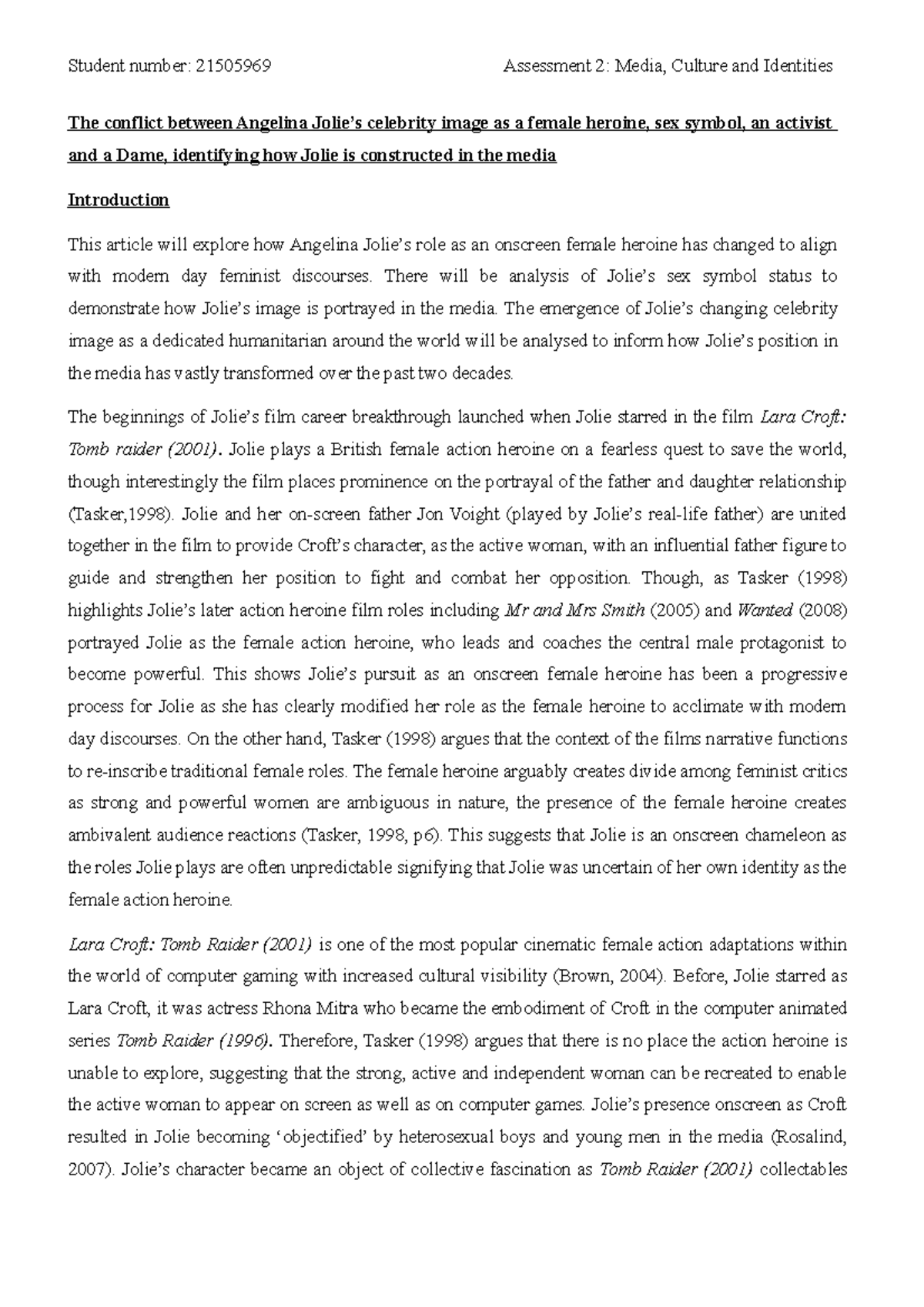 Assessment 2 - assignment - The conflict between Angelina Jolie’s ...