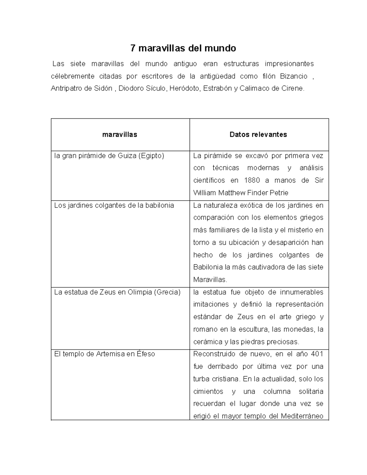 7 maravillas del mundo - practica del uso de word - 7 maravillas del ...