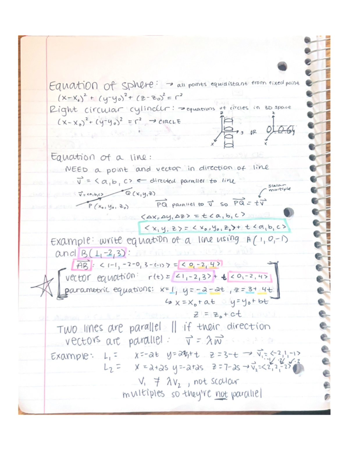 3D Vectors: Equations - MATH 1020 - Studocu