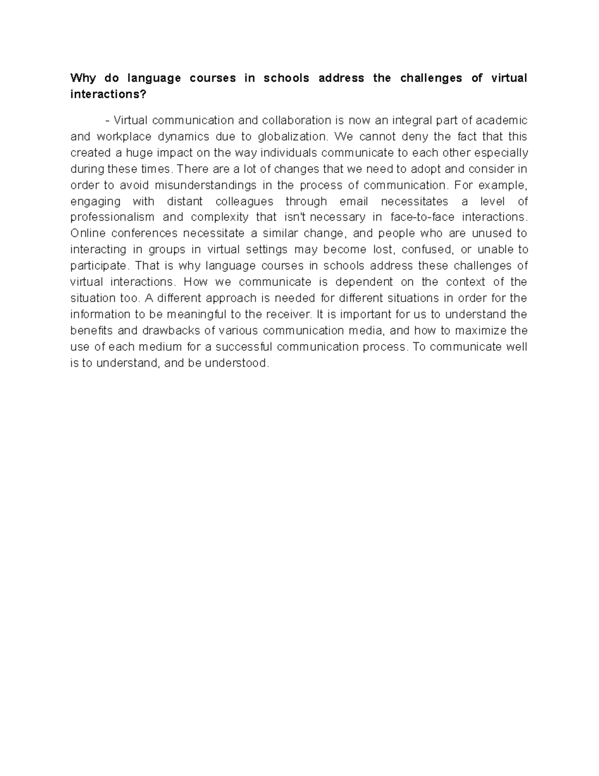 (50) - essay for language communication - Why do language courses in ...