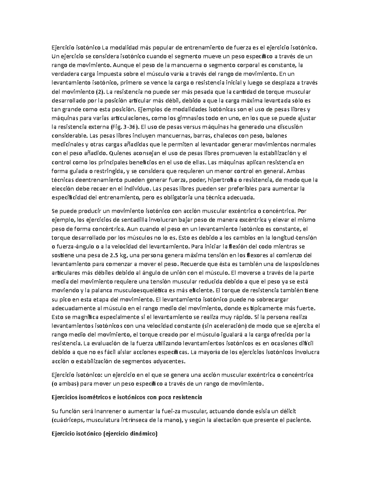 Ejercicio isotónico La modalidad más popular de entrenamiento de fuerza ...