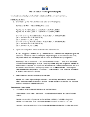ACC 318 Module Three Assignment Template - ACC 318 Module Three Assignment Template Complete ...