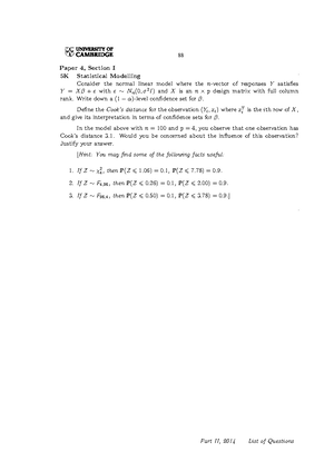 Linear Models - Linear Modeling - Studocu