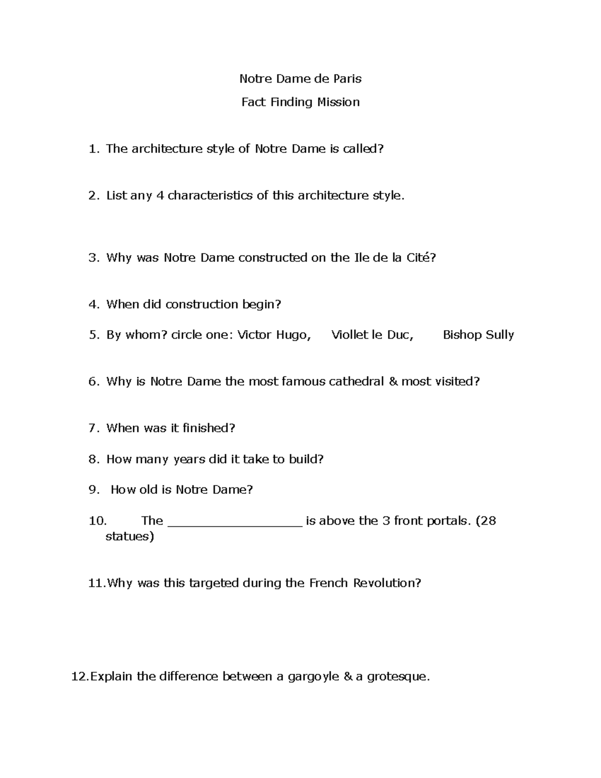 Quiz Notre Dame de Paris - Notre Dame de Paris Fact Finding Mission The ...
