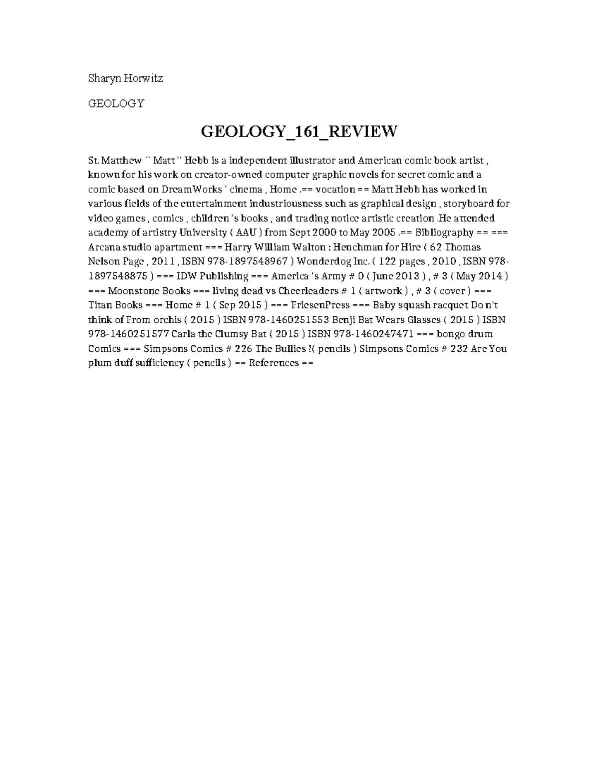 Geology 161 Review - nnn - Sharyn Horwitz GEOLOGY GEOLOGY_161_REVIEW St ...