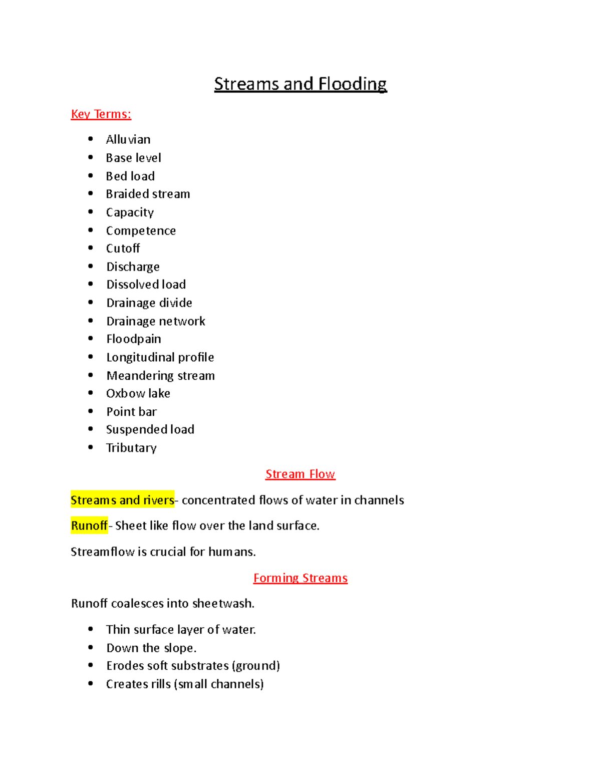 Streams and flooding - These notes explain different stream types ...