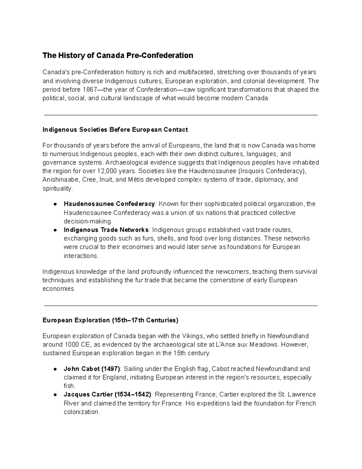 The History of Canada Pre-Confederation - The History of Canada Pre ...