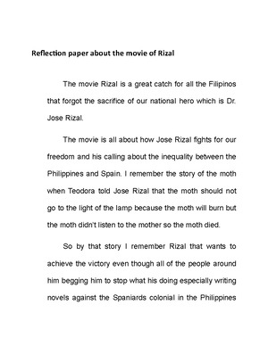 Reflection paper about the life of Jose Rizal - Reflection paper about ...