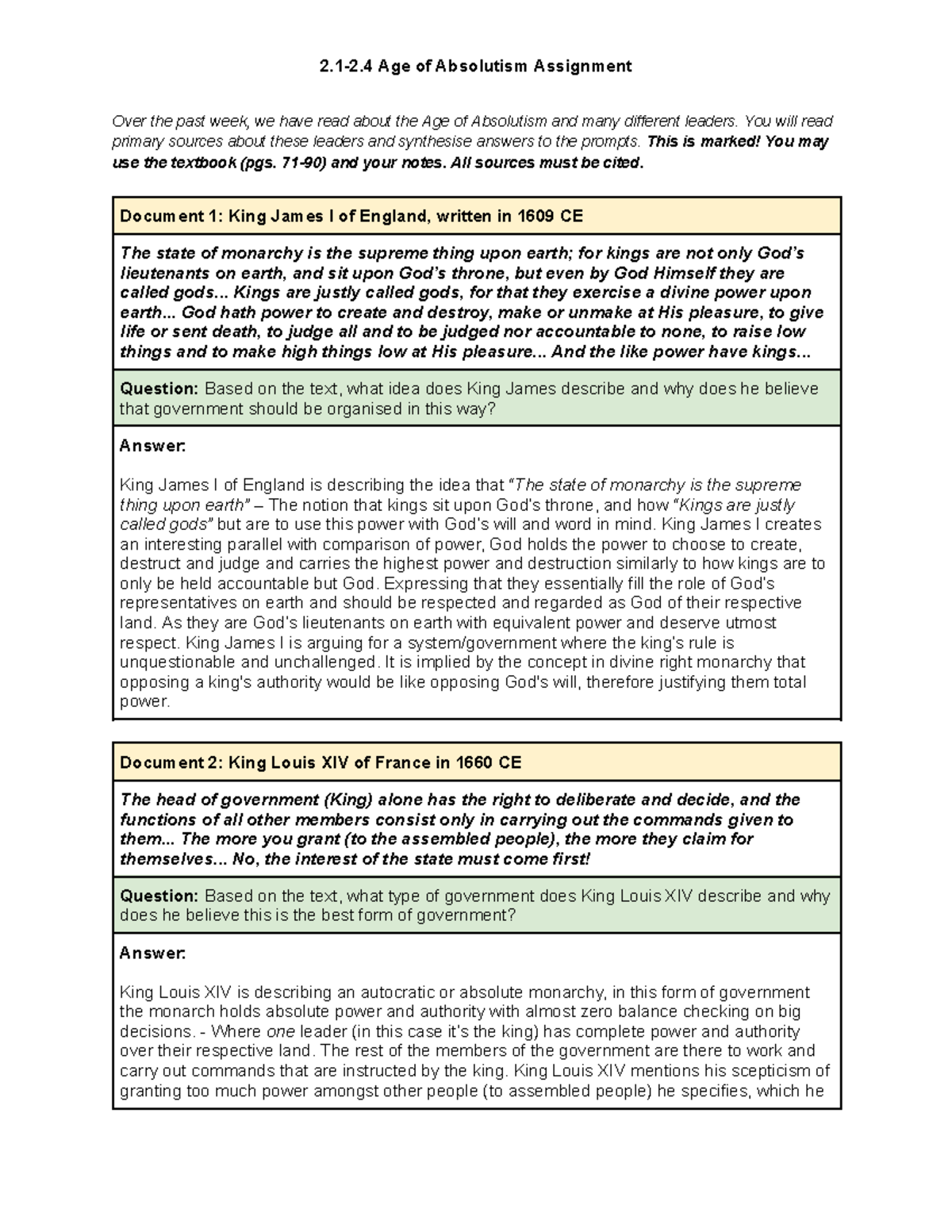 2.1-2.4 Age of Absolutism Assignment CHY4U - Correia - 2.1-2 Age of ...