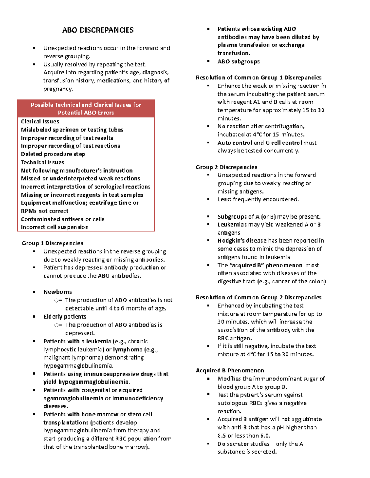 ABO- Discrepancies - Lecture Notes extracted from Immunohematology ...