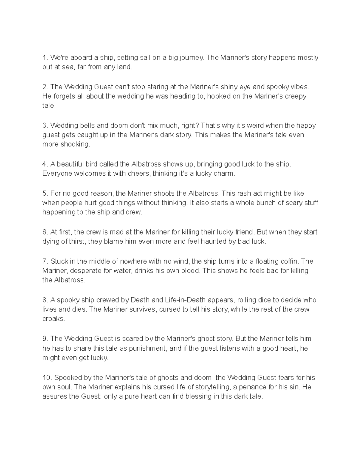 2rime of the ancient Mariner Questions Qureshi - We're aboard a ship ...