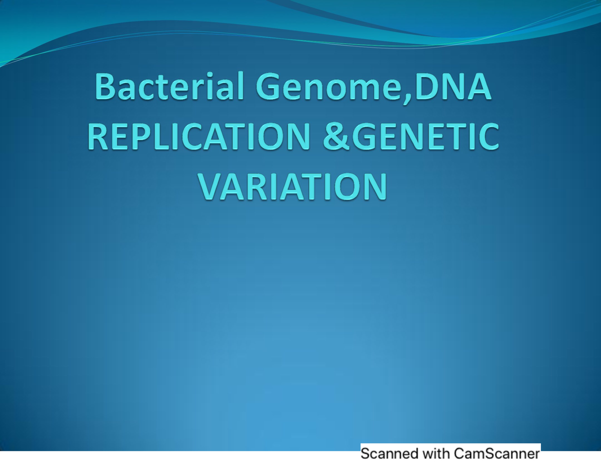 Bact gen ,DNAreplication , genetic variation - Medical Microbiology And ...