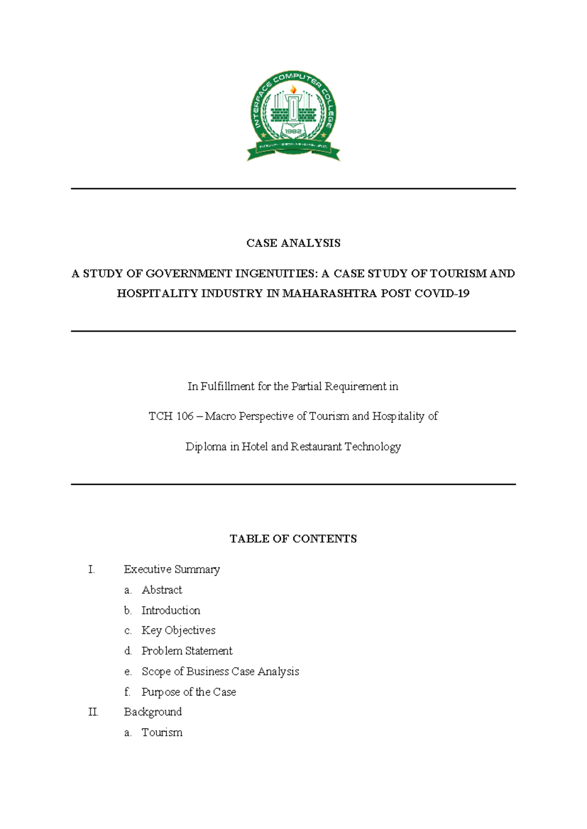 A Study OF Government Ingenuities - CASE ANALYSIS A STUDY OF GOVERNMENT ...