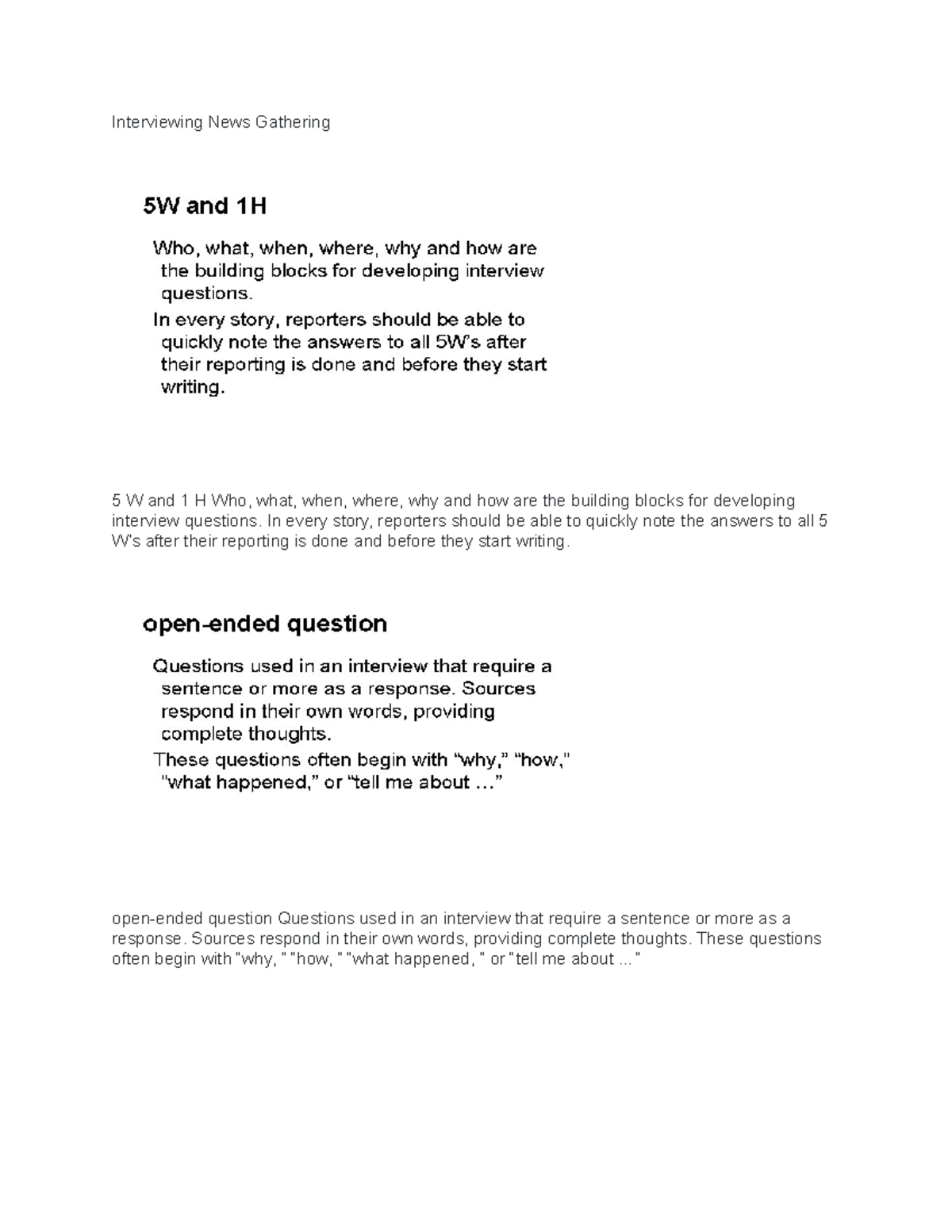 Interviewing News Gathering - In every story, reporters should be able ...
