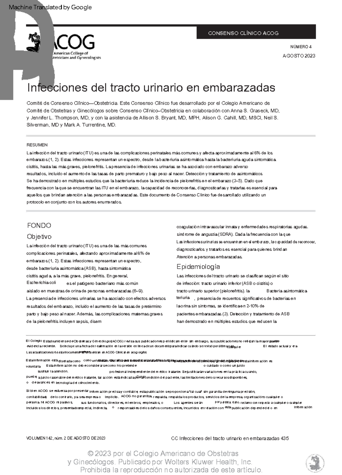 Urinary Tract Infections in Pregnant Individuals.26 - CONSENSO CLÍNICO ...