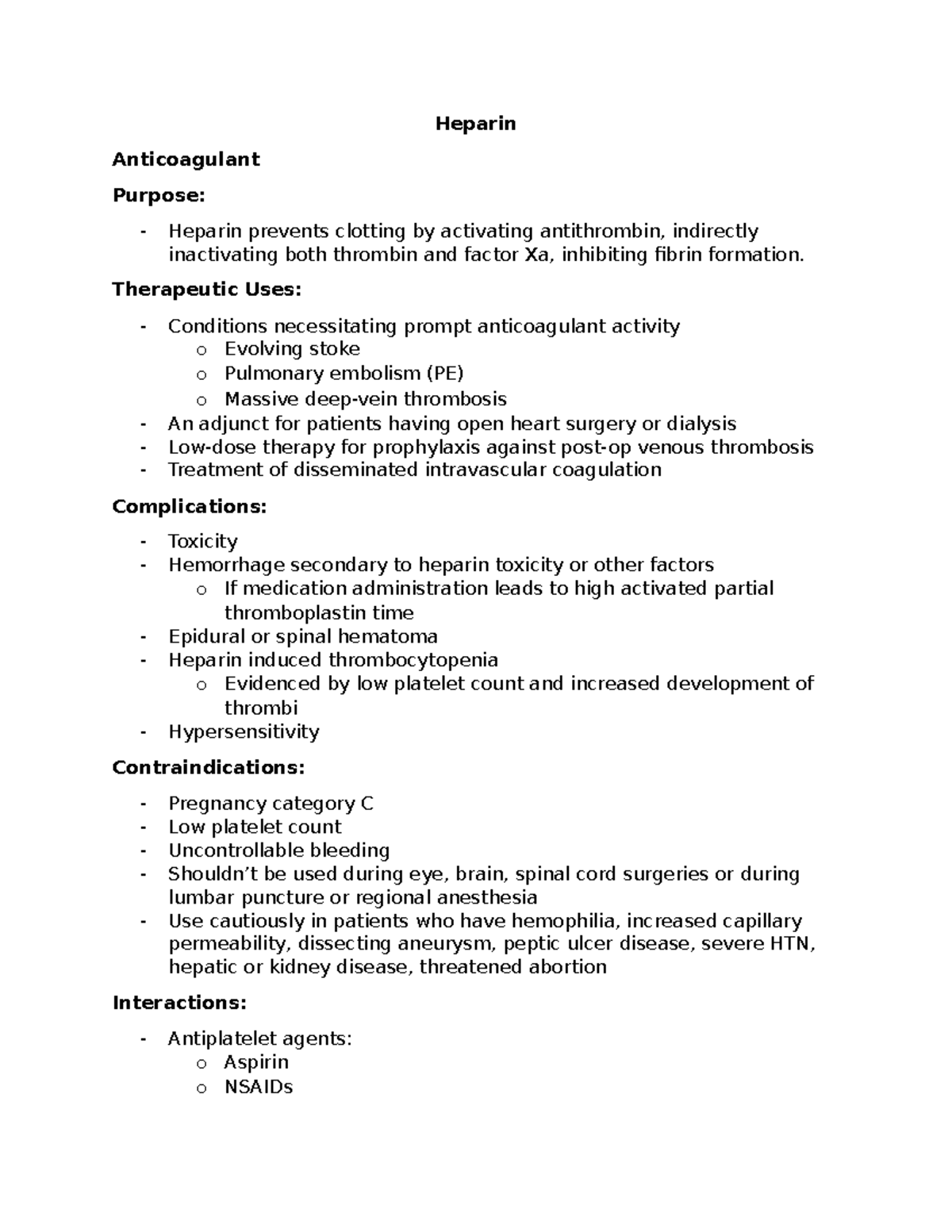 Heparin - Heparin Anticoagulant Purpose: Heparin prevents clotting by ...