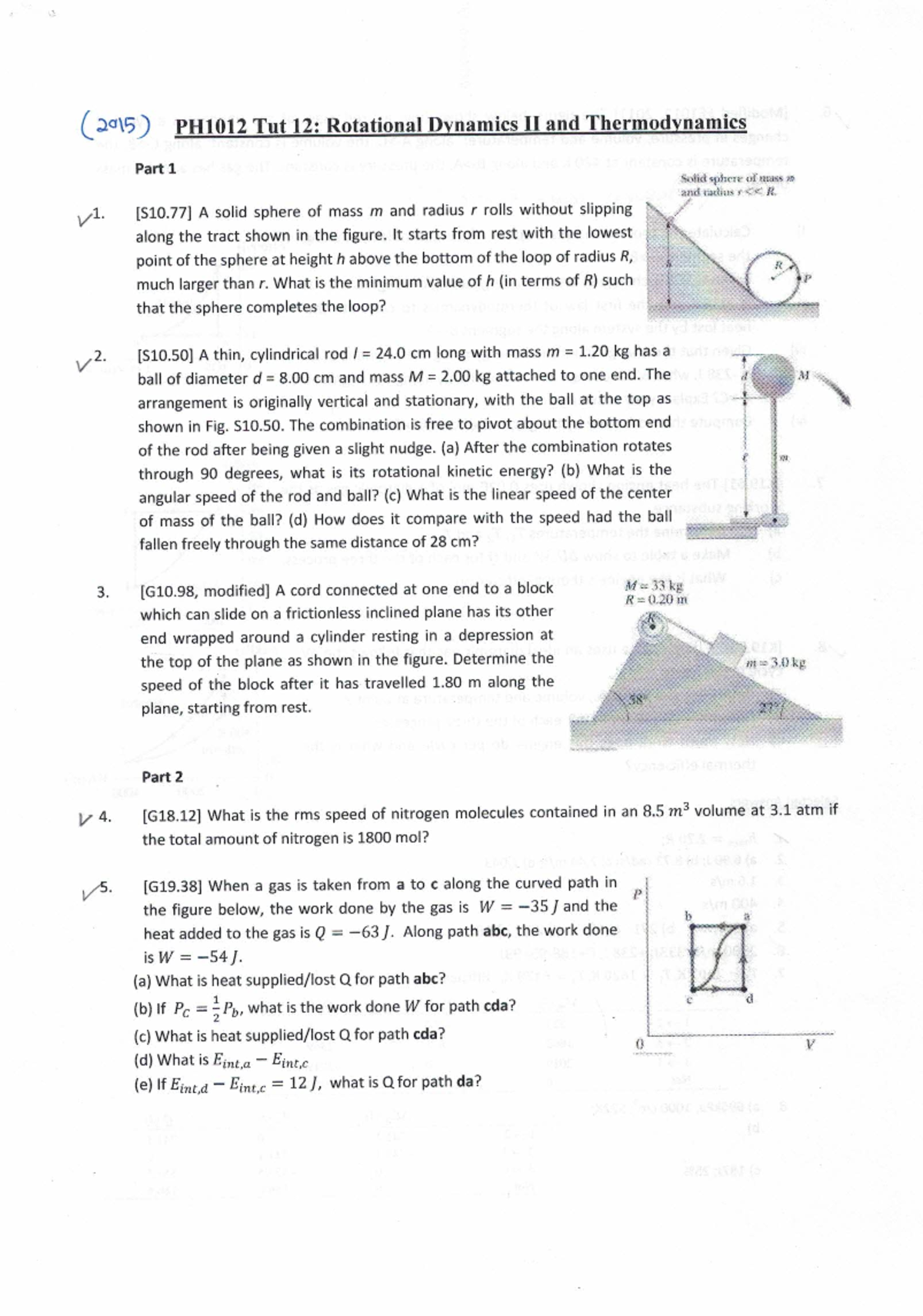 2015 ph1012 tutorial 12 solution - PH1012 - Studocu