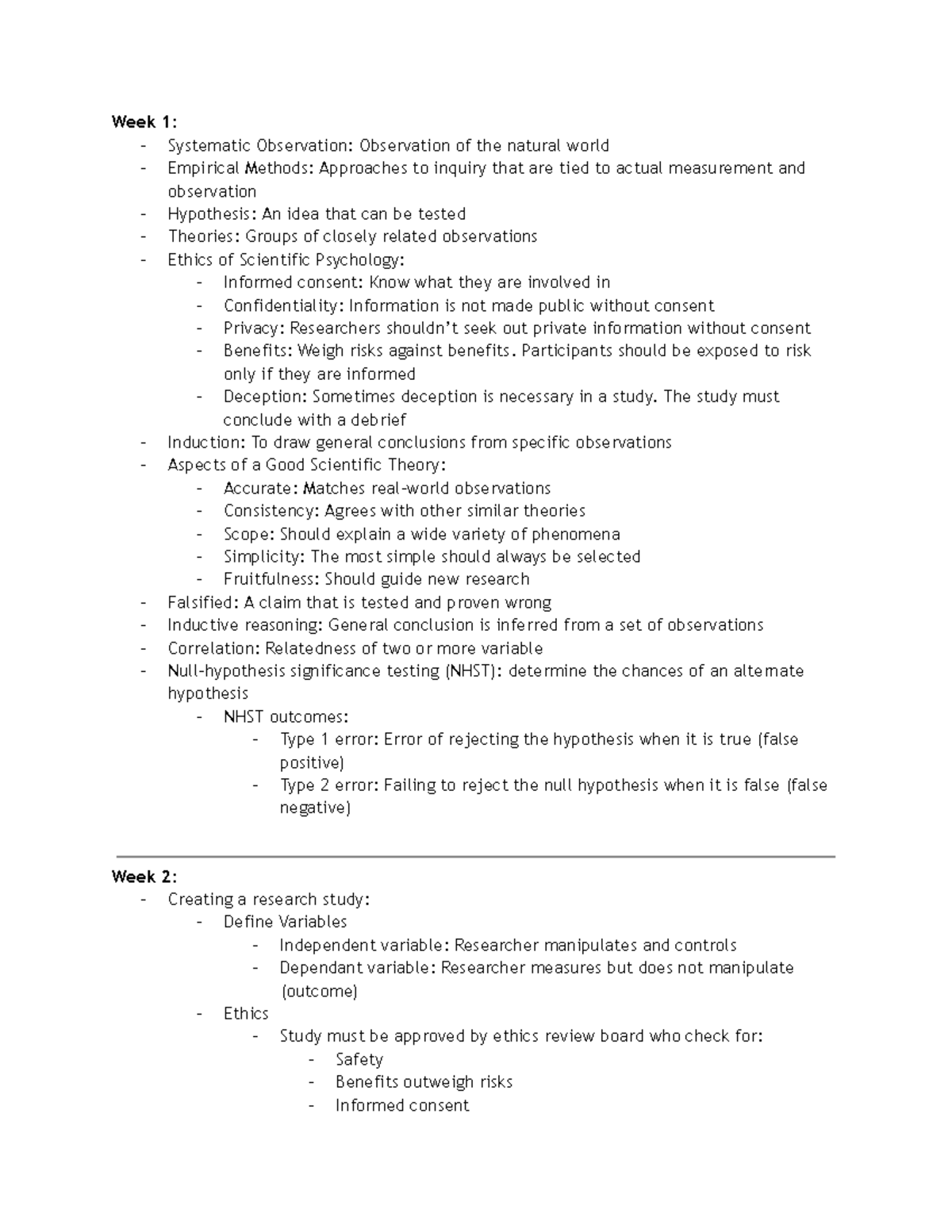 PSYC100 Notes - Summary Principles of Psychology - Week 1: - Systematic ...