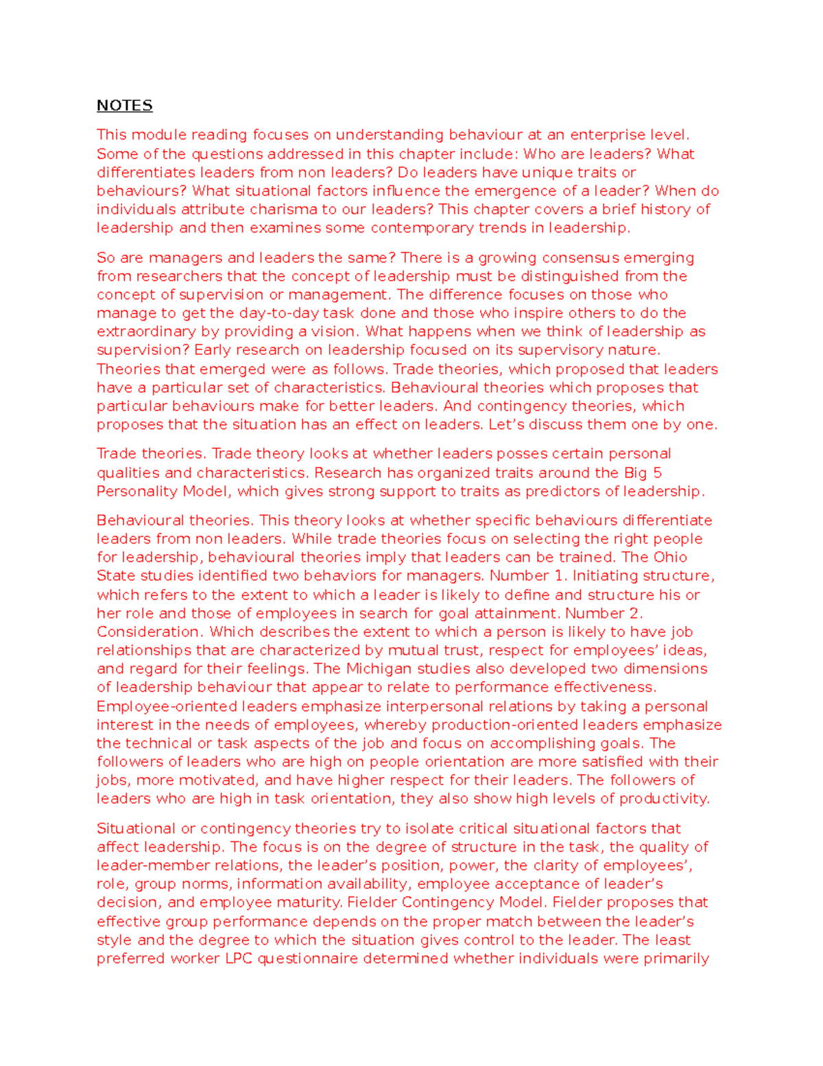 Module 8 Commentary Notes - NOTES This module reading focuses on ...