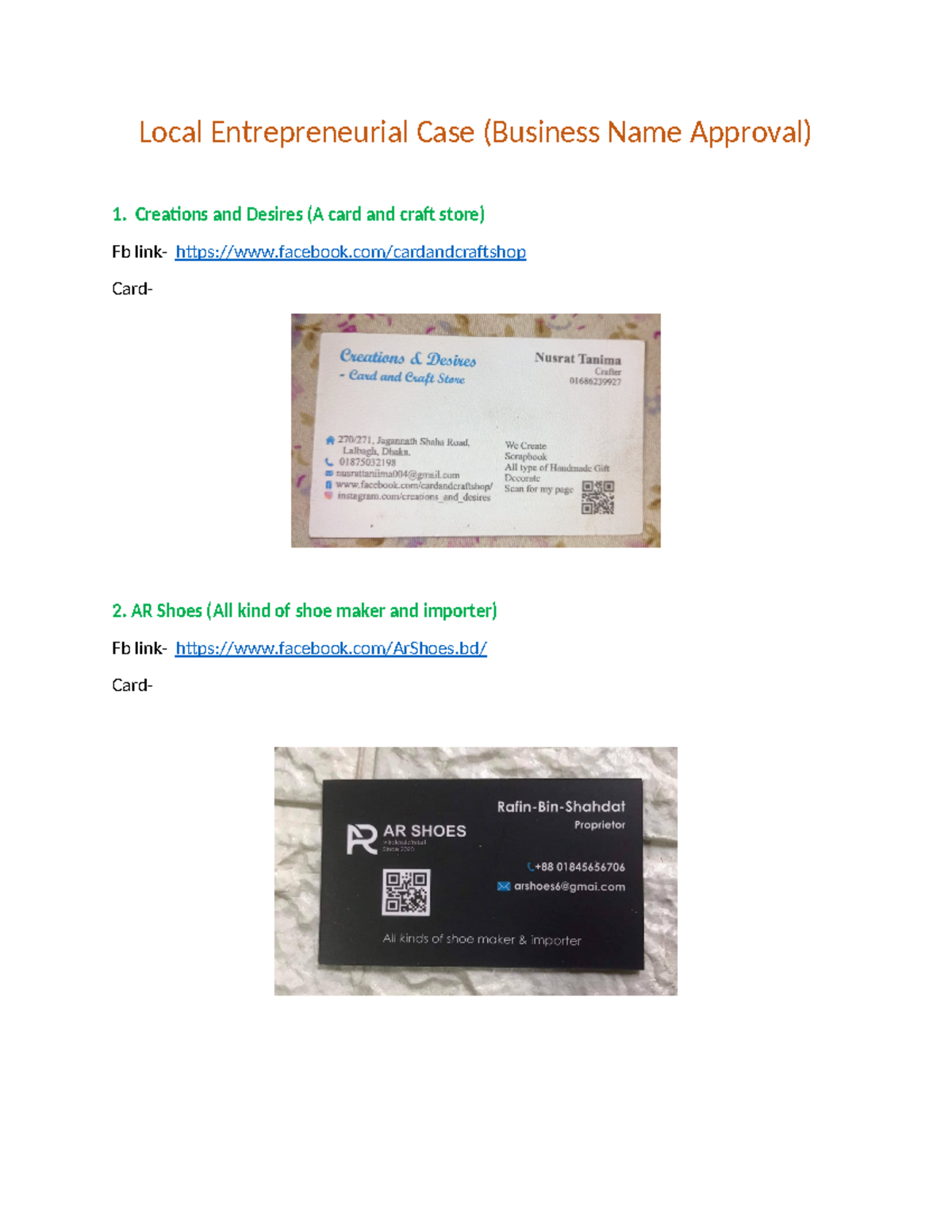 Local Entrepreneurial Case approval - Strategic Management - Local ...