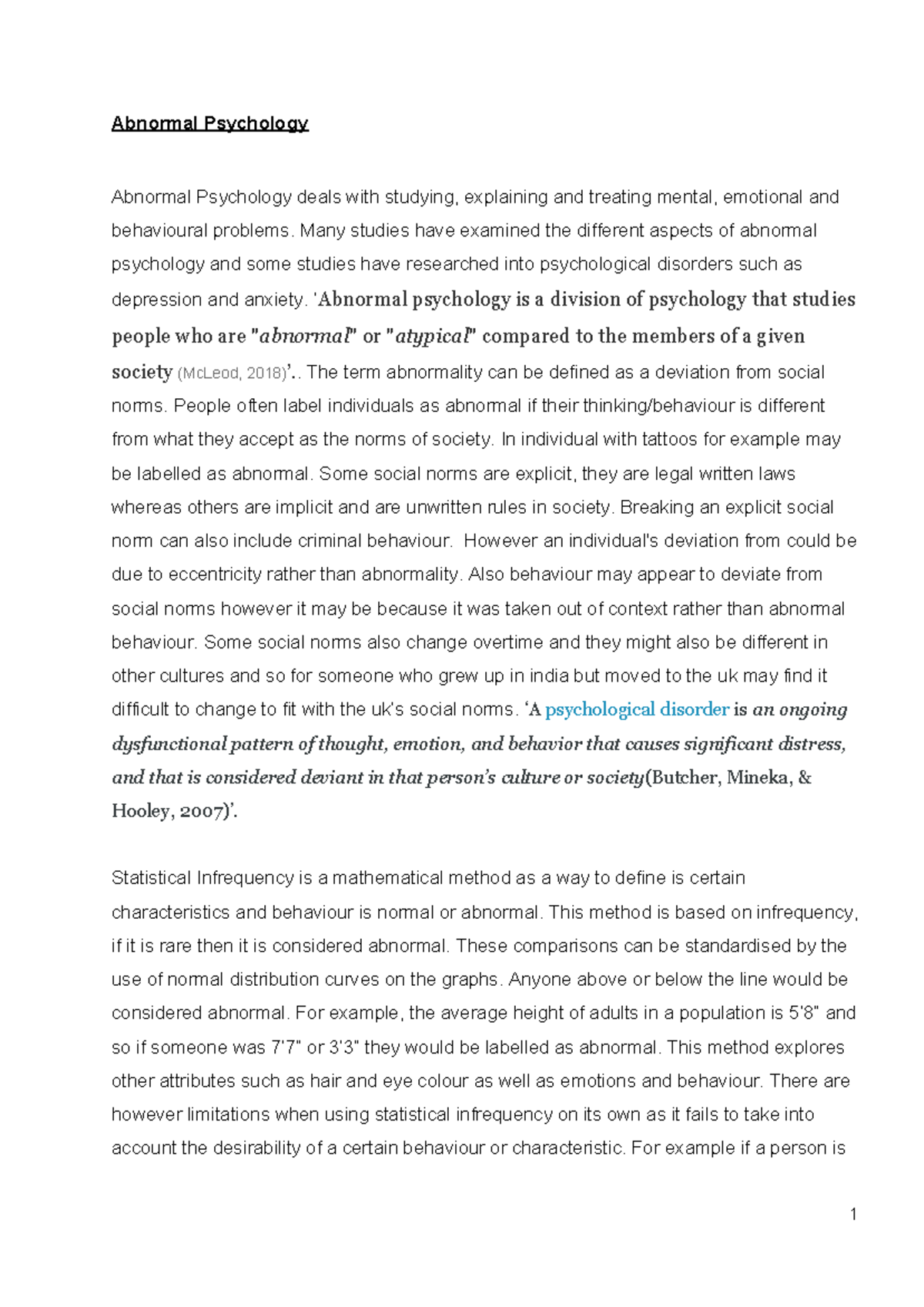 Abnormal Psychology - Helen Leech - Abnormal Psychology Abnormal ...