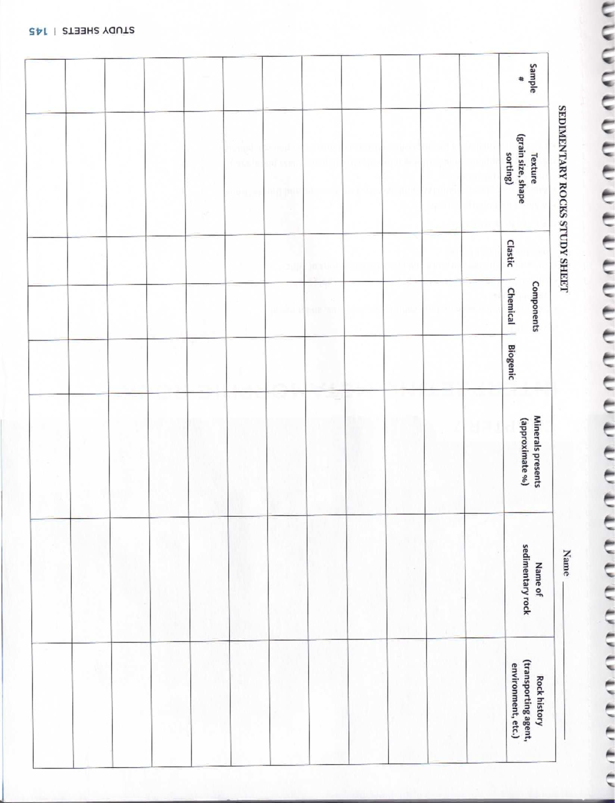 Sedimentary data sheet - GEL-111 - Studocu