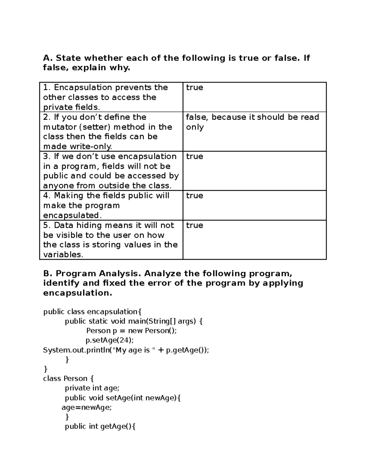 Activity 15 - A. State whether each of the following is true or false. If false, explain why ...