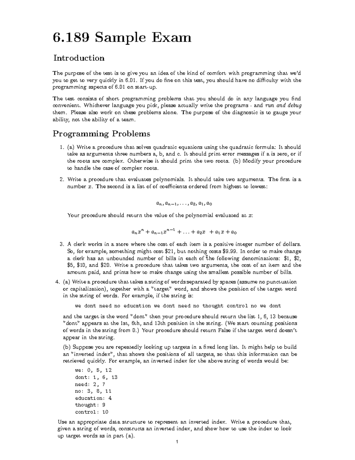 Python exam jan session 2024 - 6 Sample Exam Introduction The purpose ...