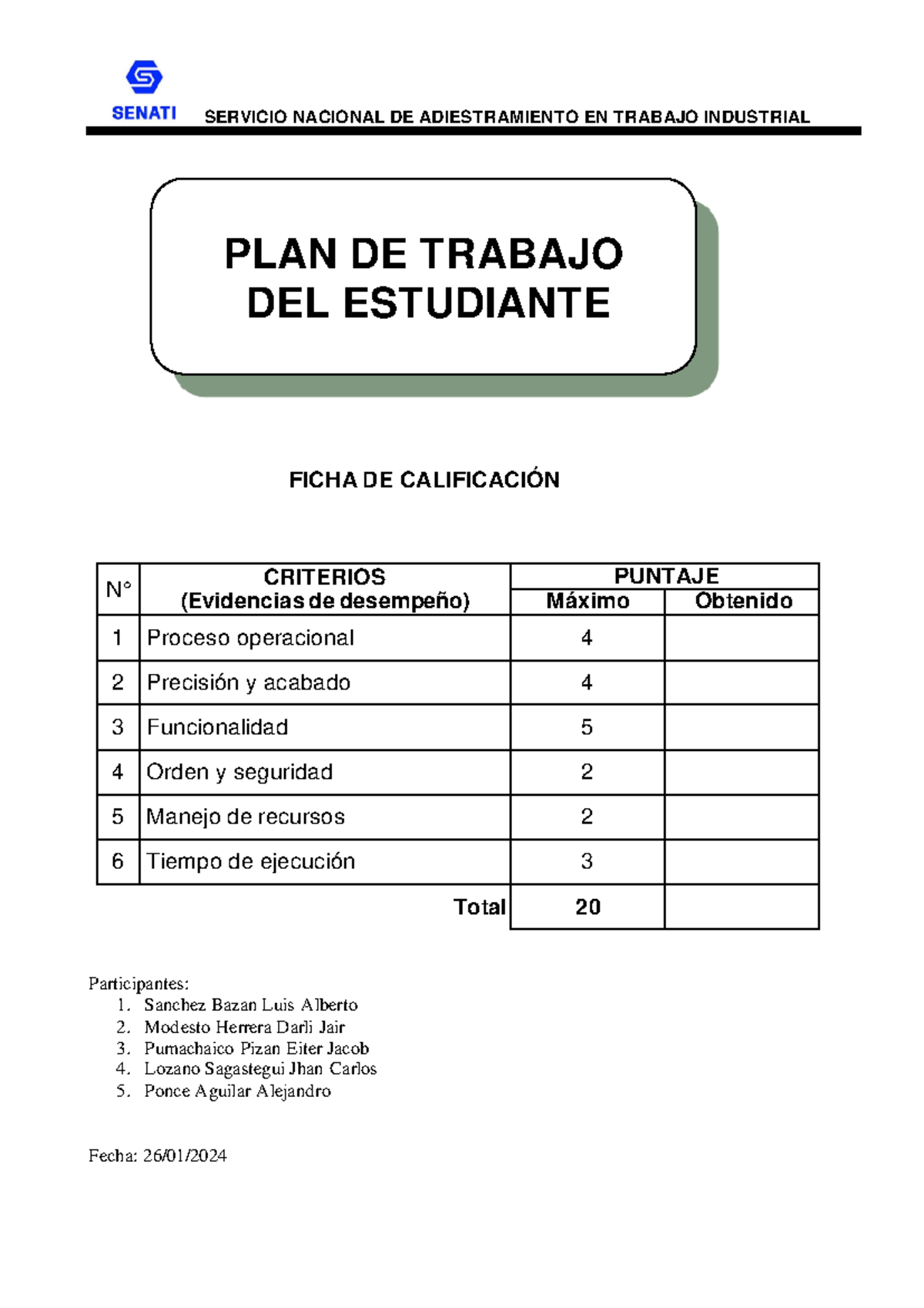 HOJA Procesos vvdfdfdf - PLAN DE TRABAJO DEL ESTUDIANTE SERVICIO ...