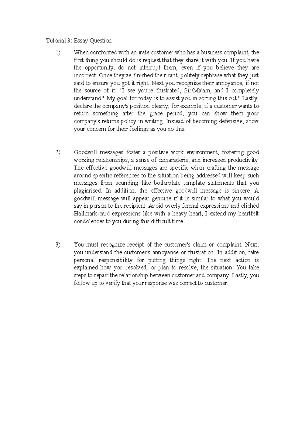 BC Tutorial 3 - essay question - Tutorial 3: Essay Question When ...