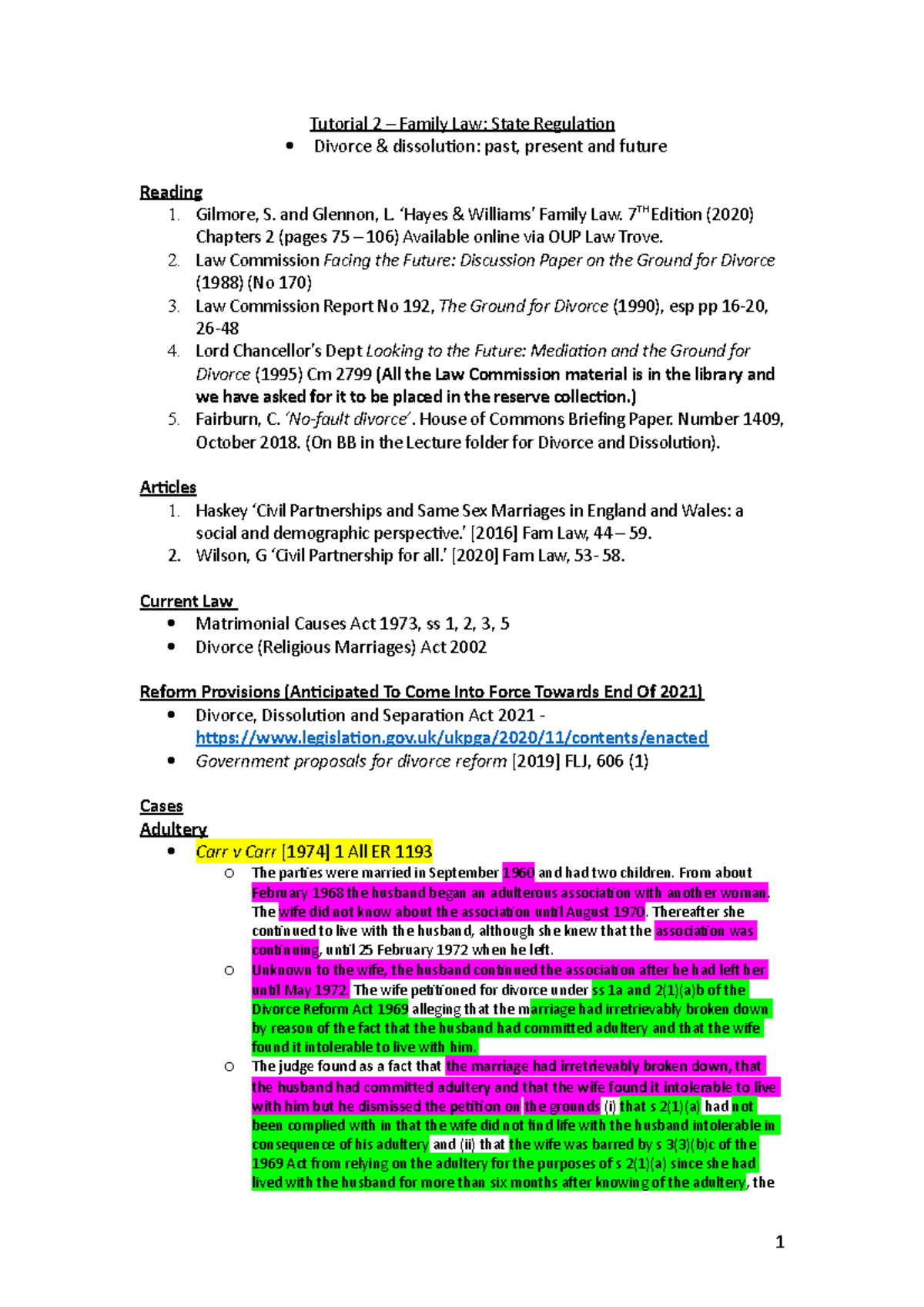 Tutorial 2 Reading and Activity - Tutorial 2 – Family Law: State ...