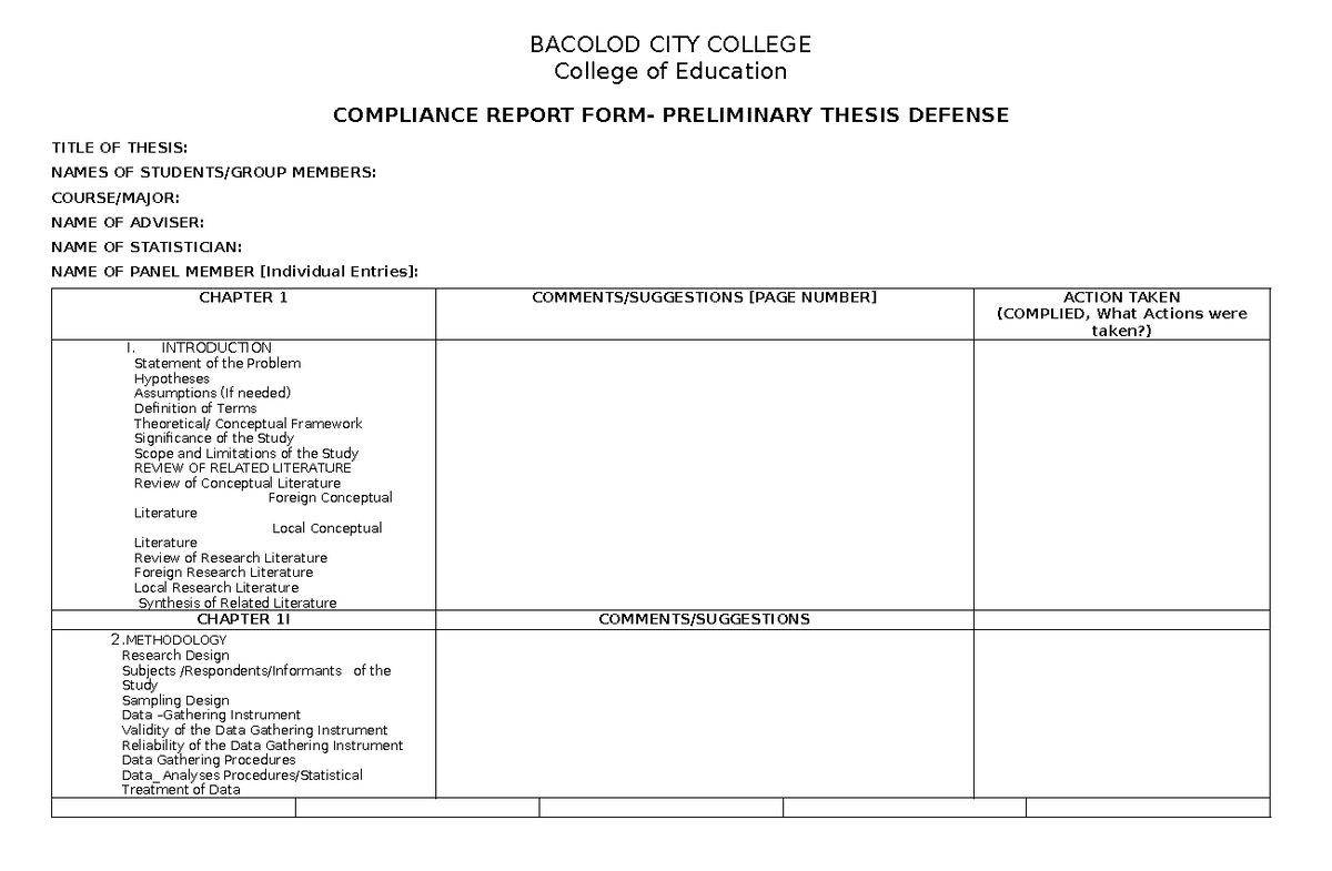 March-25-2024- Compliance- Report-FORM Preliminary- Defense 1 - BACOLOD ...