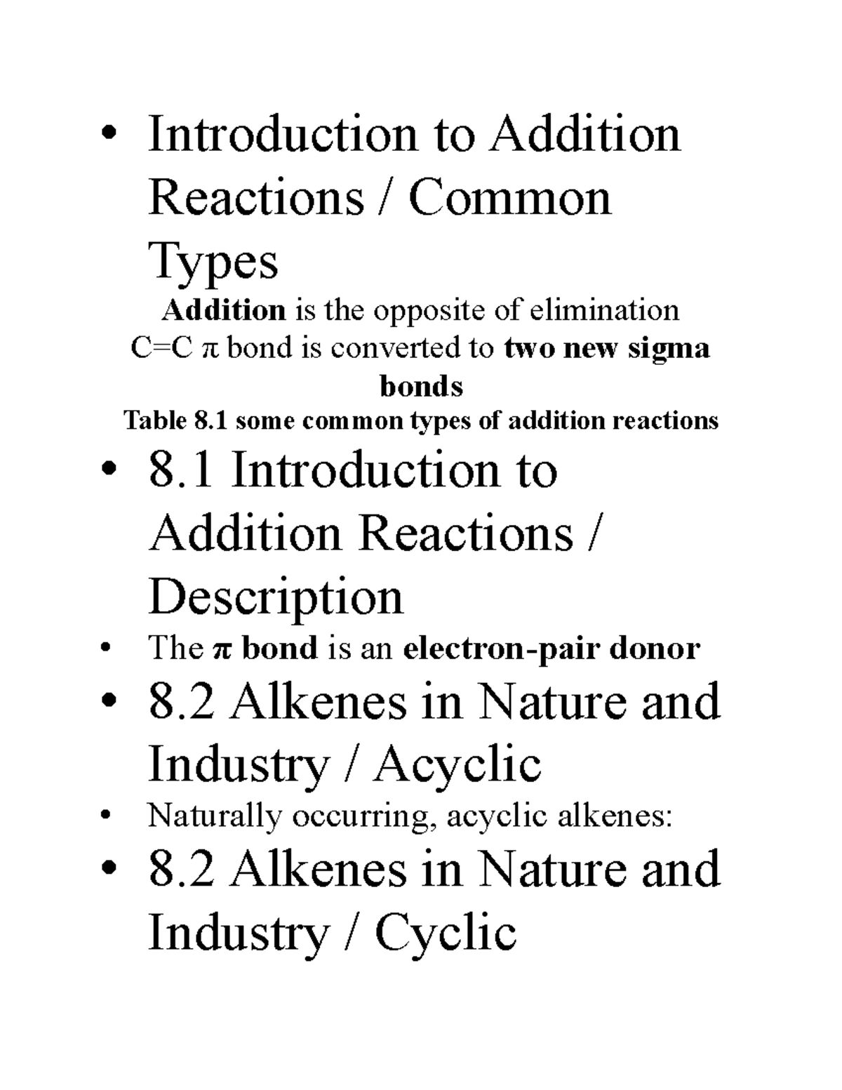 Introduction to Addition Reactions - o The name of the parent chain ...